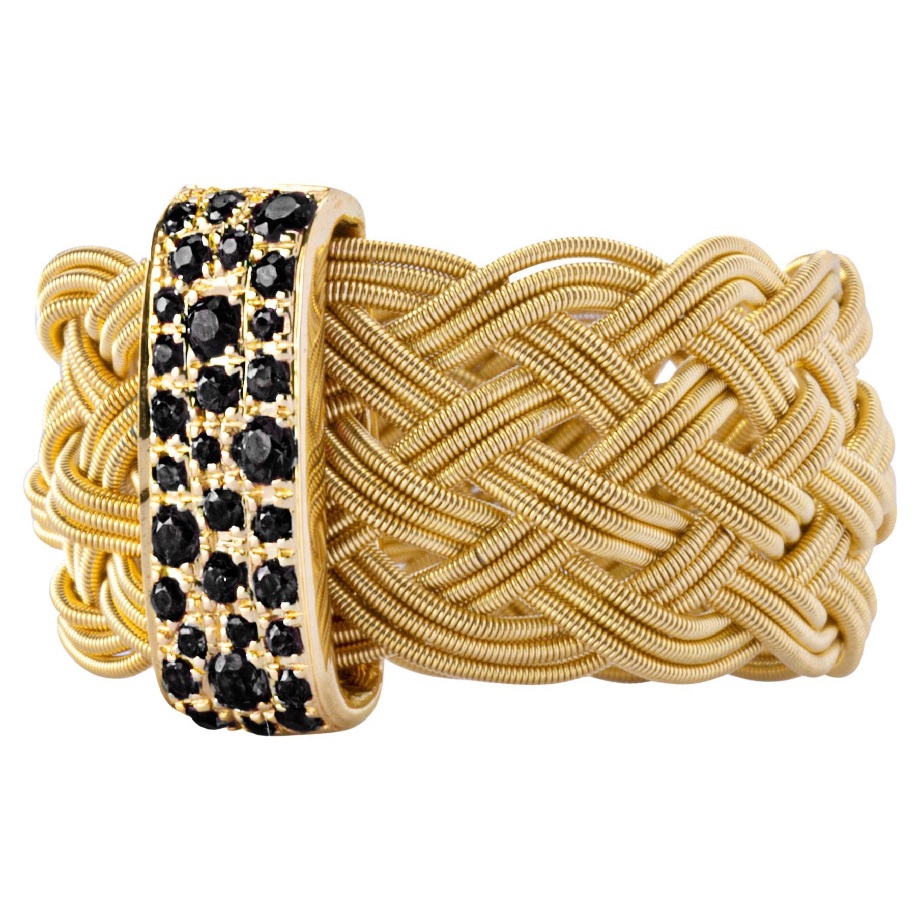 Diamond Filigree Floral Wide Band, 18 Karat Yellow Gold at 1stDibs