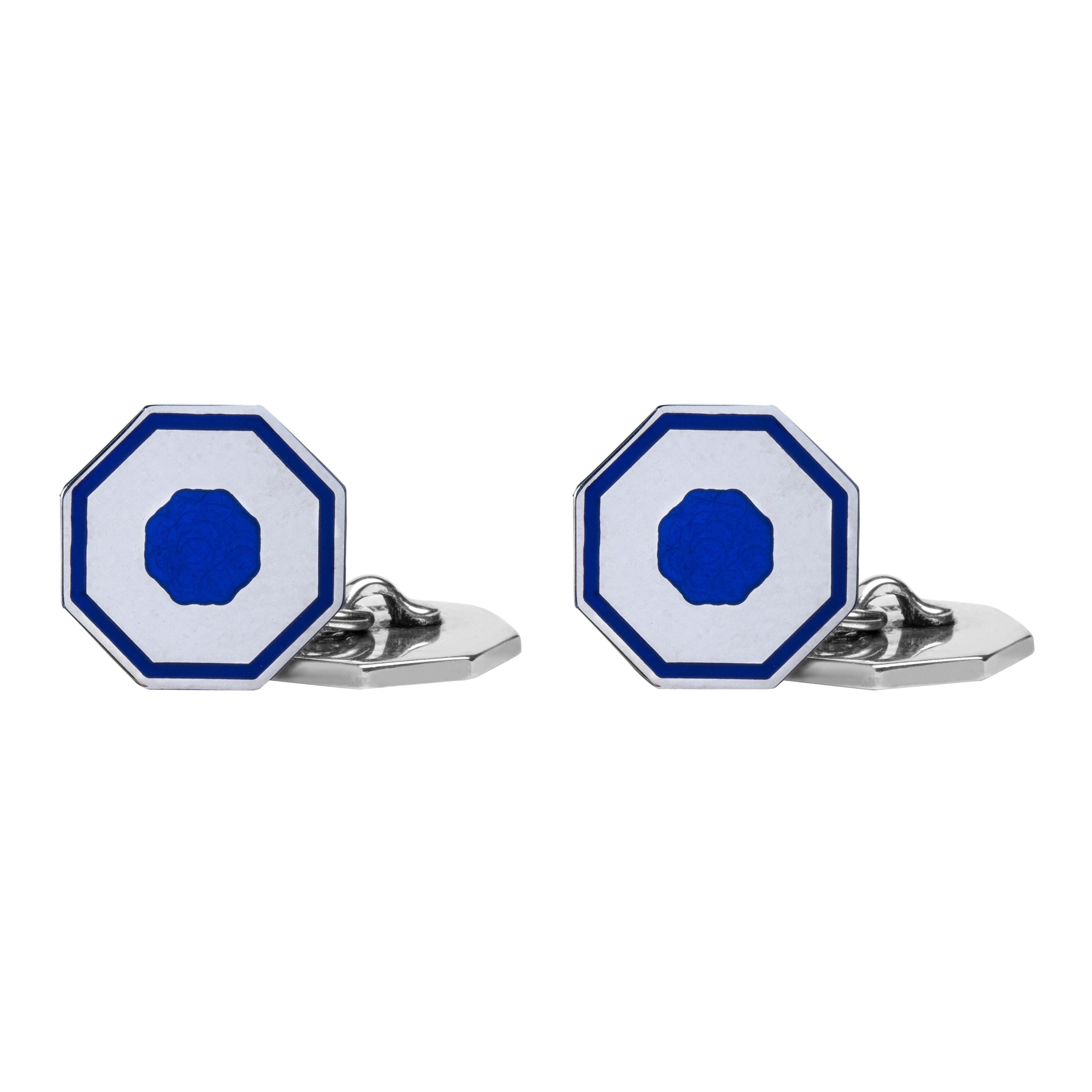 Berca Navy and Cornflower Blue Round Hand Enameled Sterling Silver ...