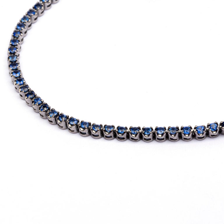 Alex Jona Blue Sapphire 18 Karat White Gold Tennis Bracelet For Sale at 1stDibs