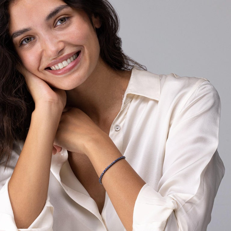 Alex Jona Blue Sapphire 18 Karat White Gold Tennis Bracelet For Sale at ...