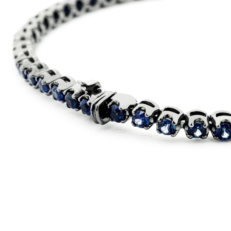Alex Jona Blue Sapphire 18 Karat White Gold Tennis Bracelet For Sale at 1stDibs