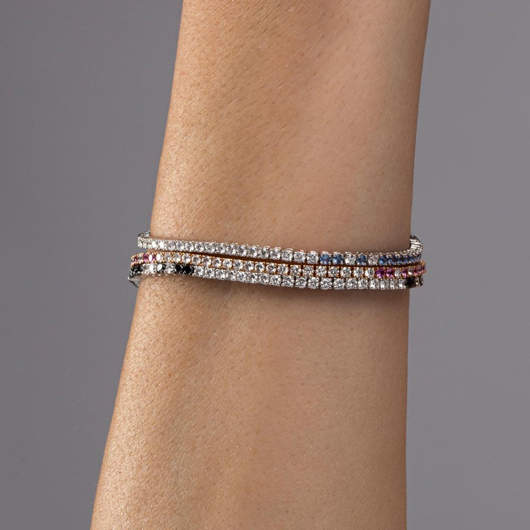 Alex Jona Blue Sapphire White Diamond 18 Karat White Gold Tennis Bracelet For Sale at 1stDibs ...