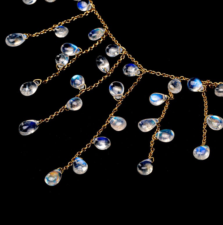 Alex Jona Burmese Moonstone 18 Karat Yellow Gold Necklace For Sale at ...