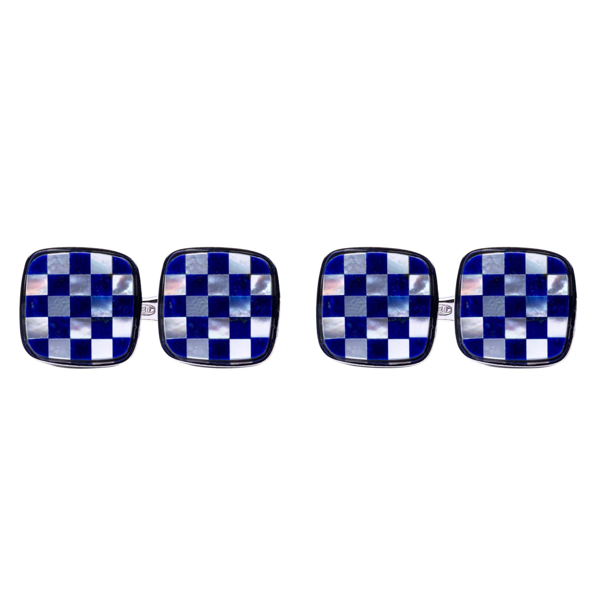 Jona Lapis Lazuli Sterling Silver Button Cufflinks at 1stDibs