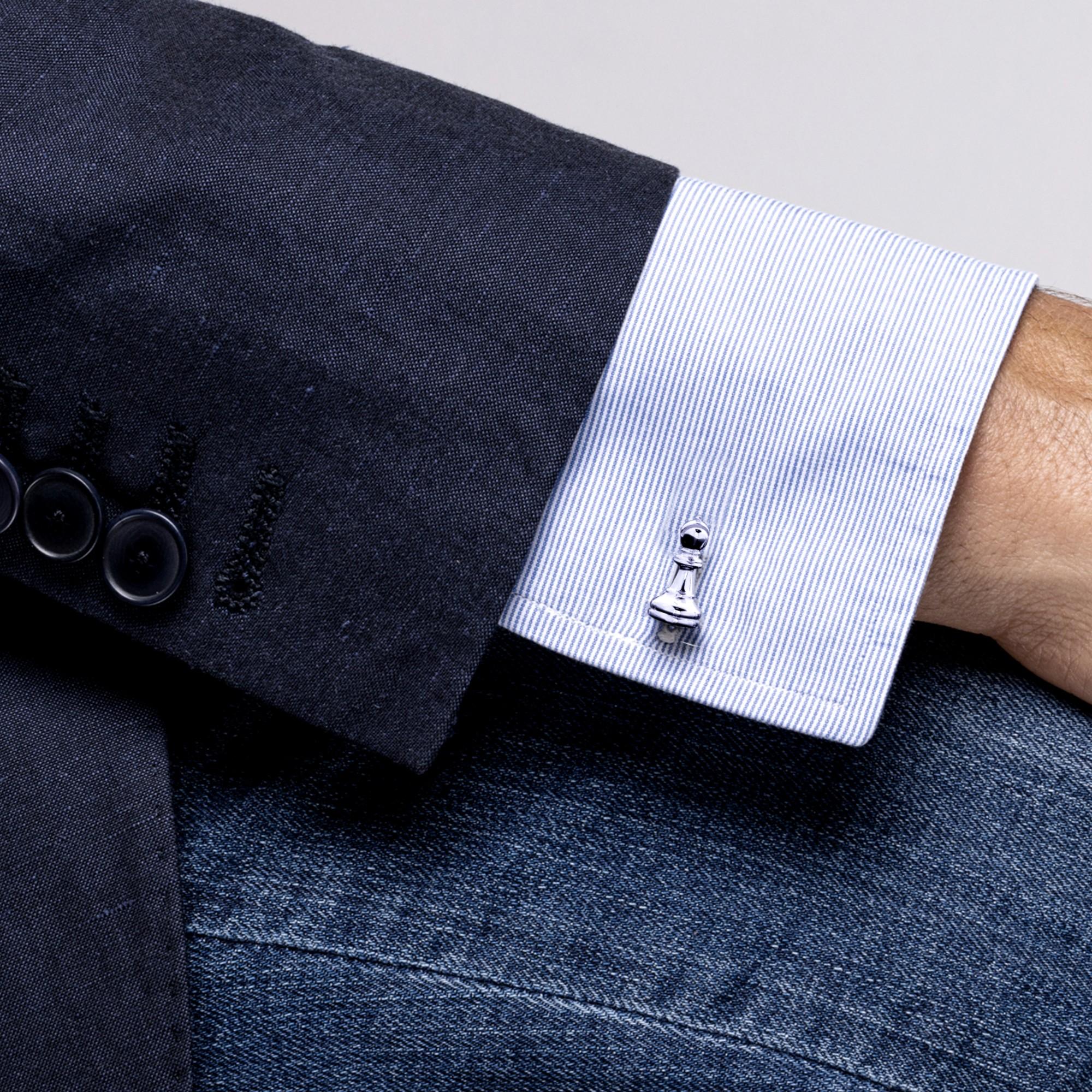 Alex Jona Chess Bishop Sterling Silver Cufflinks For Sale at 1stDibs