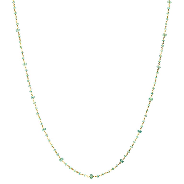 Faceted Washer Emerald 18 Karat Yellow Gold Necklace For Sale at 1stDibs