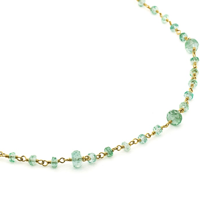 Faceted Washer Emerald 18 Karat Yellow Gold Necklace For Sale at 1stDibs
