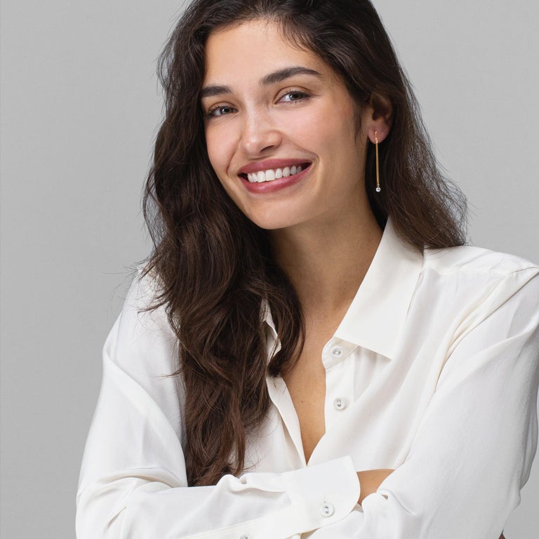 Alex Jona Floating White Diamond 18 Karat Yellow Gold Dangle Earrings ...