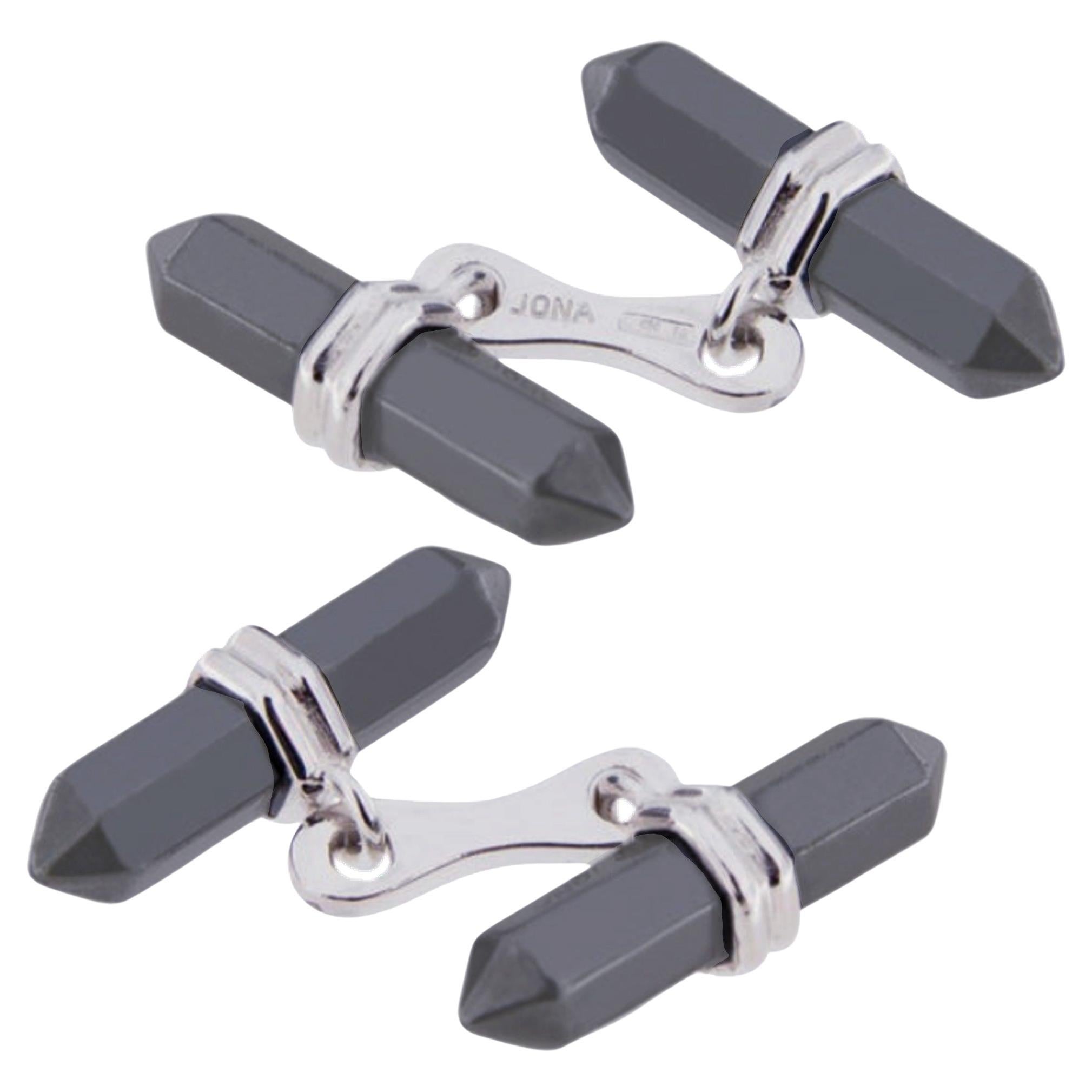 CARTIER Gold and Hematite Bar Cufflinks at 1stDibs