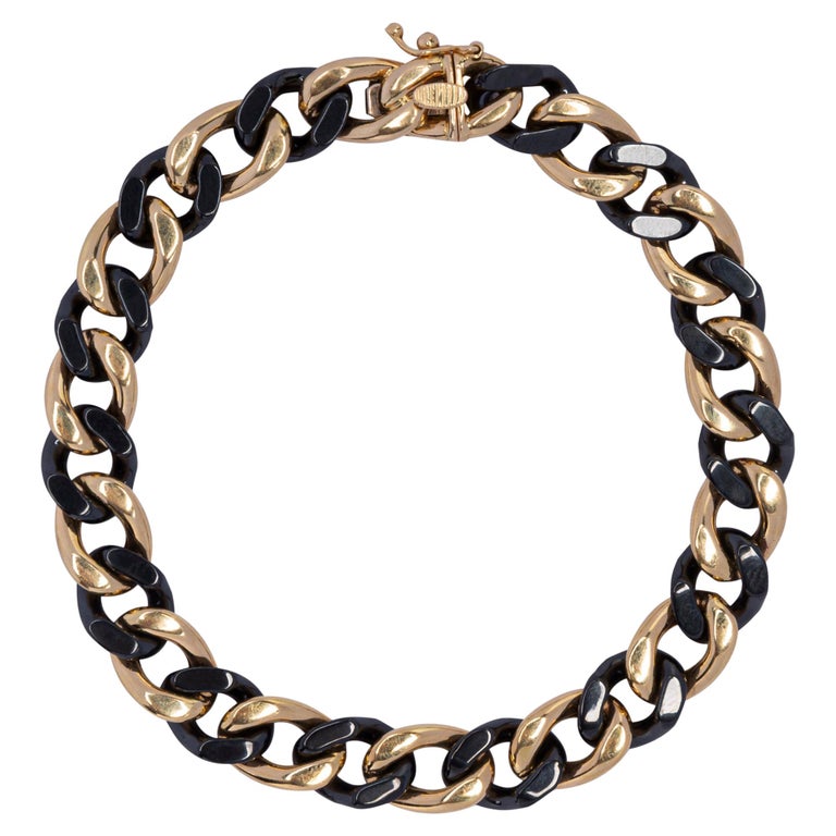 Alex Jona High-Tech Black Ceramic 18 Karat Yellow Gold Curb-Link ...