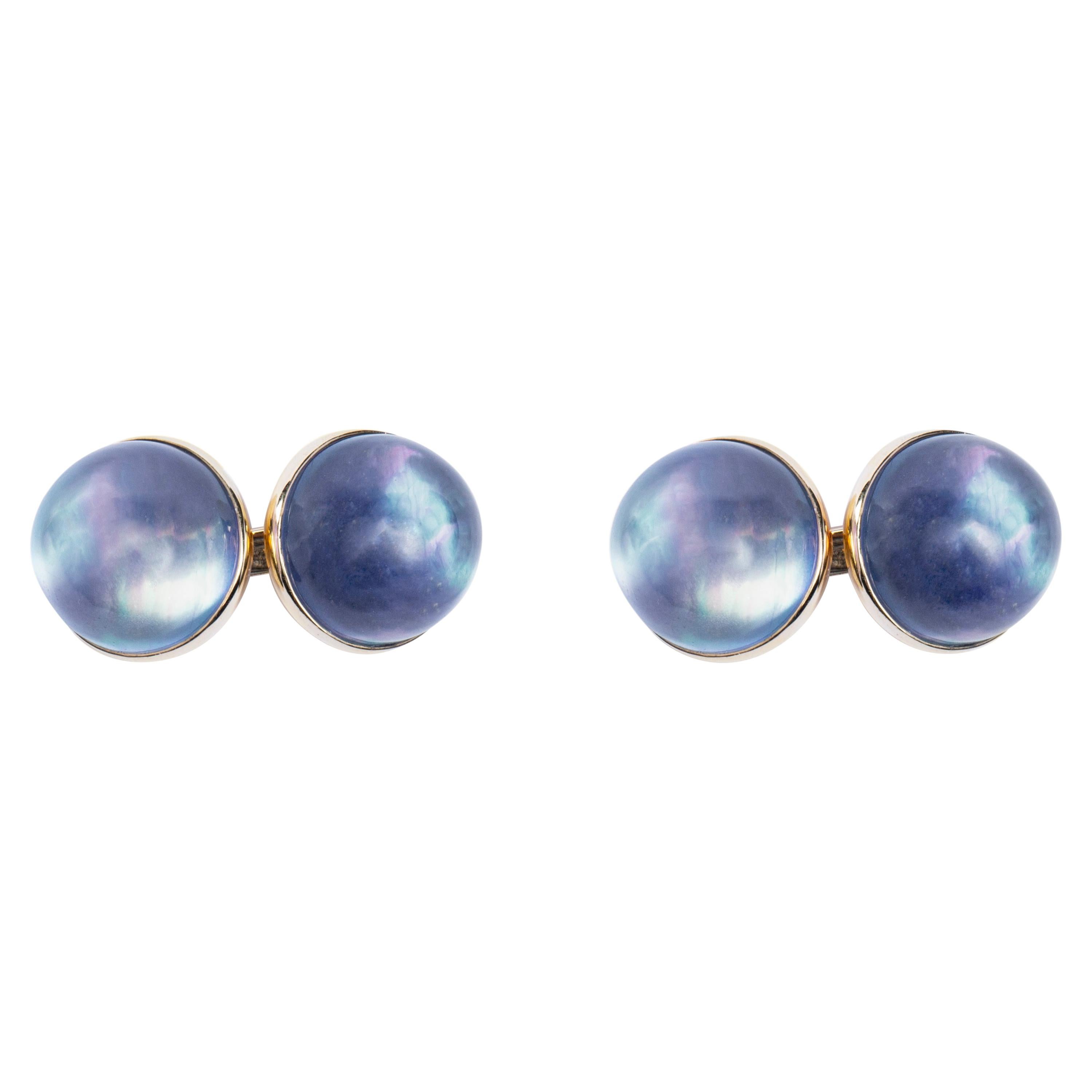 Jona Lapis Lazuli Quartz 18 Karat Yellow Gold Cuff Links For Sale at ...