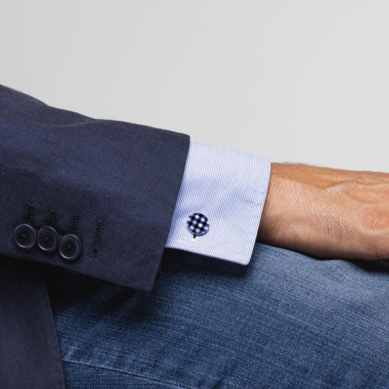 Alex Jona Onyx Chequer Sterling Silver Cufflinks For Sale at 1stDibs