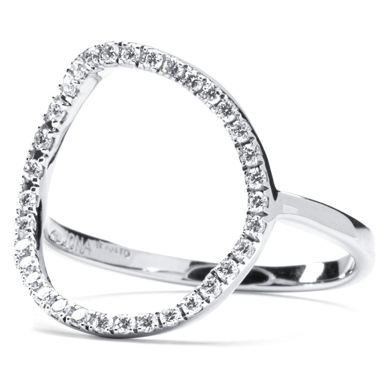 Alex Jona Offener Kreis-Ring aus 18 Karat Weißgold mit weißen Diamanten ...