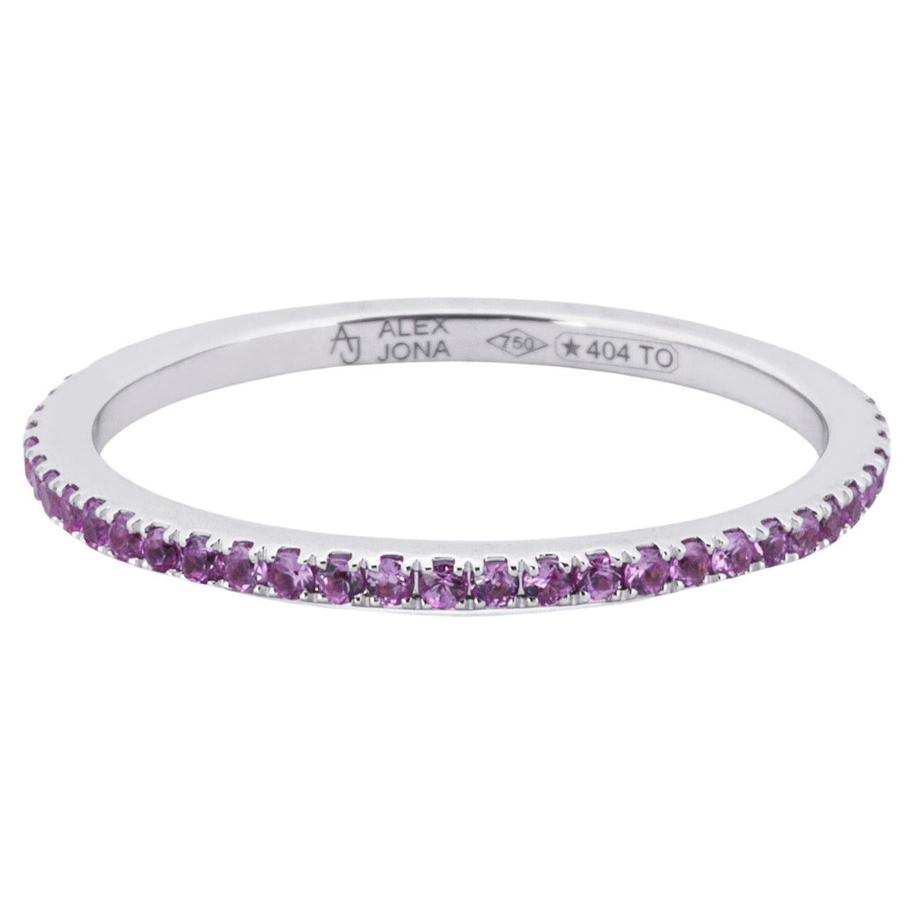 Alex Jona Blue Sapphire 18 Karat White Gold Eternity Band Ring For Sale ...