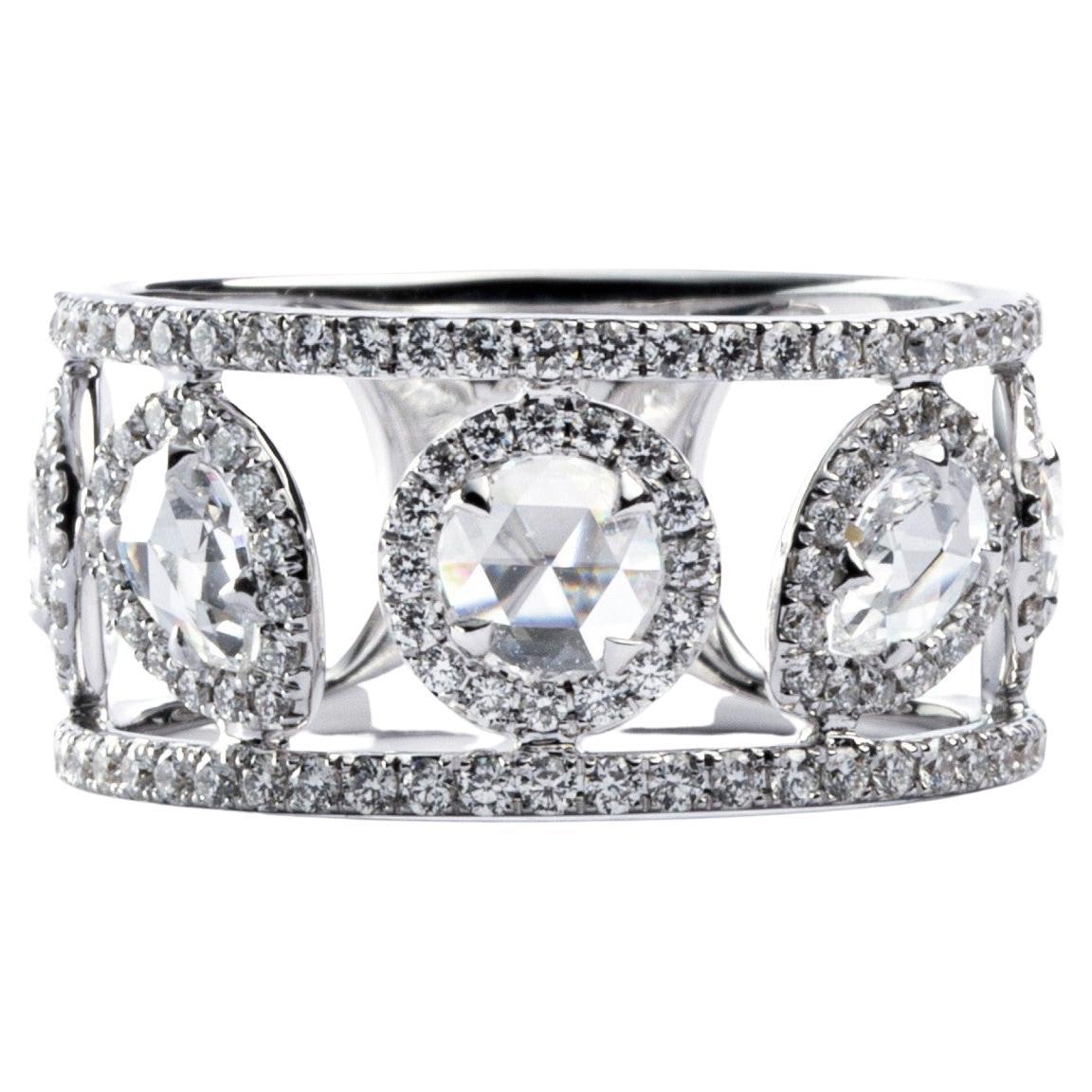 Anthony Lent Brilliant White Diamond Platinum Gold One Hand Band Ring ...