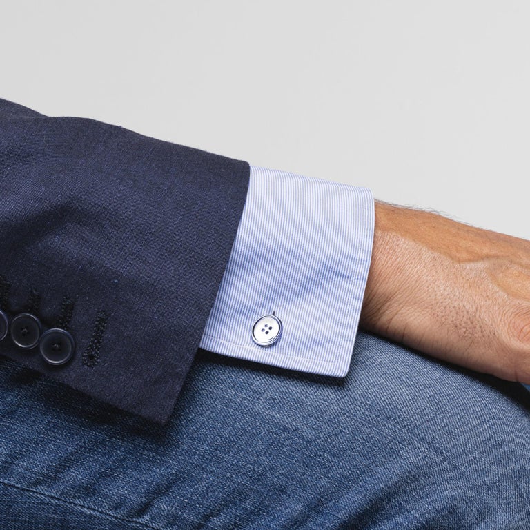 Alex Jona Silver Button Cufflinks For Sale at 1stDibs