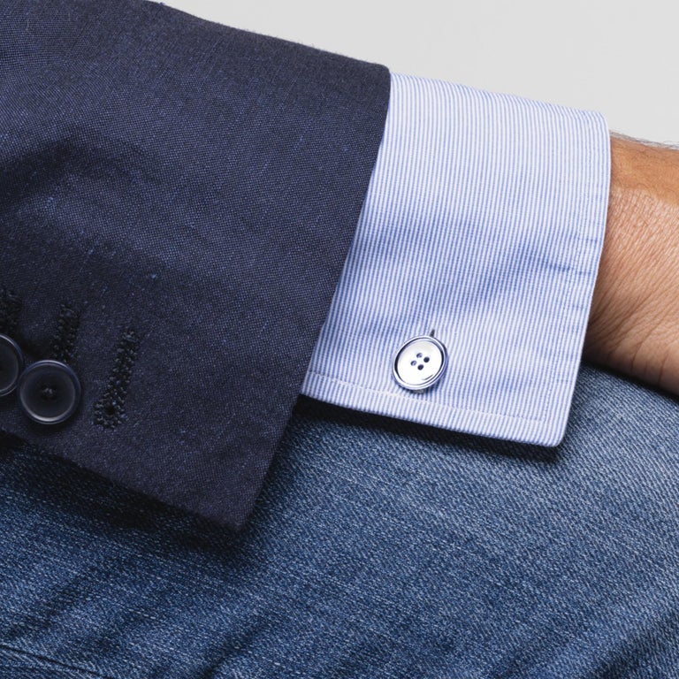 Alex Jona Silver Button Cufflinks For Sale at 1stDibs