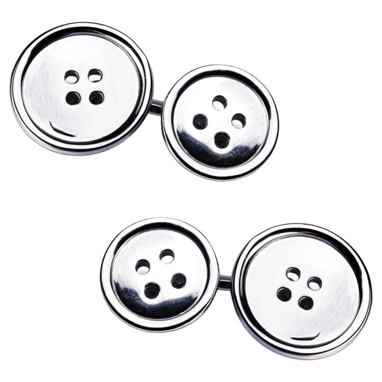 Alex Jona Silver Button Cufflinks For Sale at 1stDibs