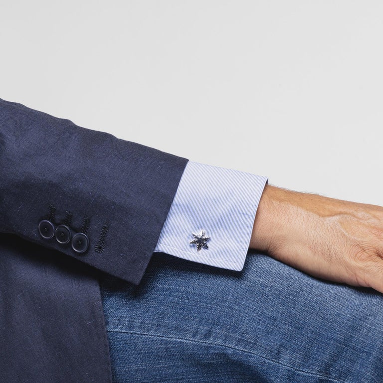 Alex Jona Snowflake Sterling Silver Cufflinks For Sale at 1stDibs