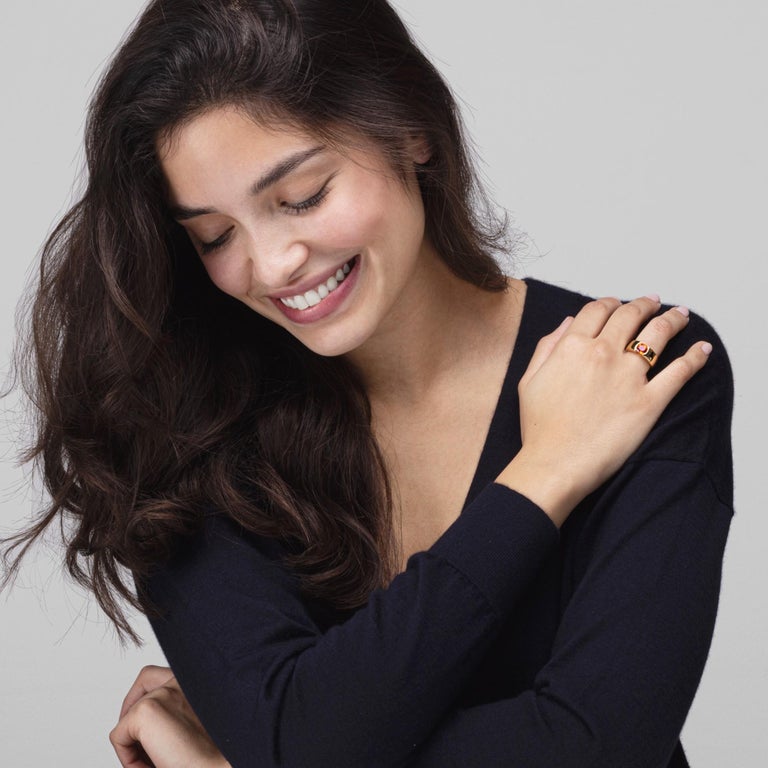 Alex Jona Spessartite Garnet 18 Karat Yellow Gold Band Ring For Sale at 1stDibs