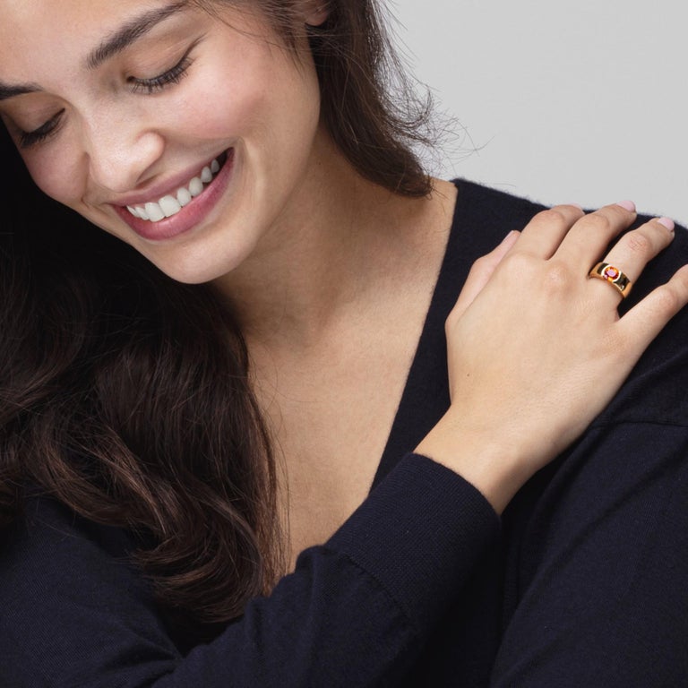 Alex Jona Spessartite Garnet 18 Karat Yellow Gold Band Ring For Sale at 1stDibs