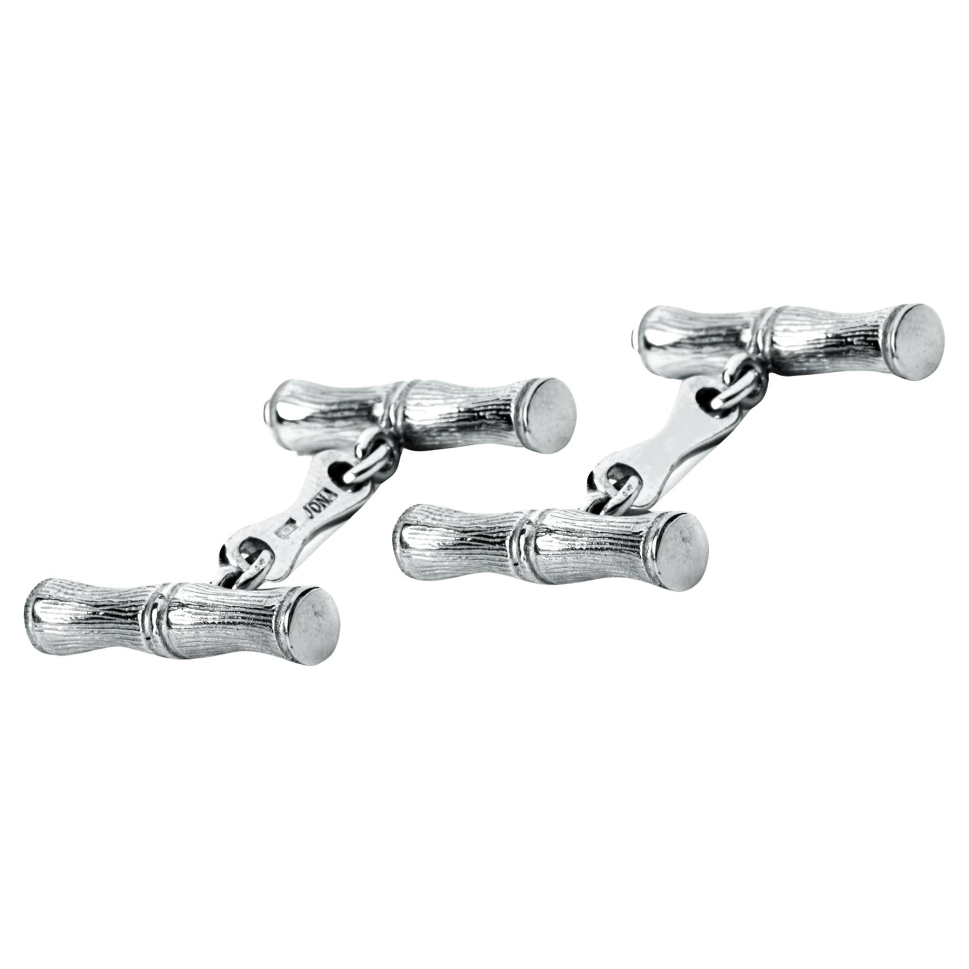Jona Sterling Silver Bamboo Bar Cufflinks For Sale at 1stDibs