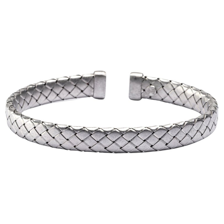 Alex Jona Sterling Silver Basket Weave Bangle Bracelet For Sale at 1stDibs