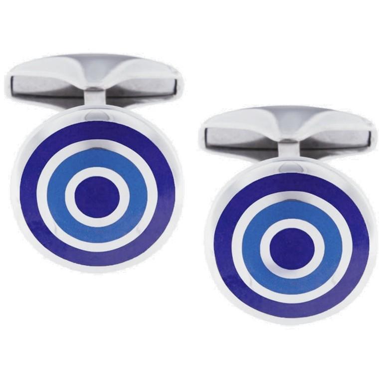 Alex Jona Sterling Silver Cufflinks Blue Enamel For Sale at 1stDibs