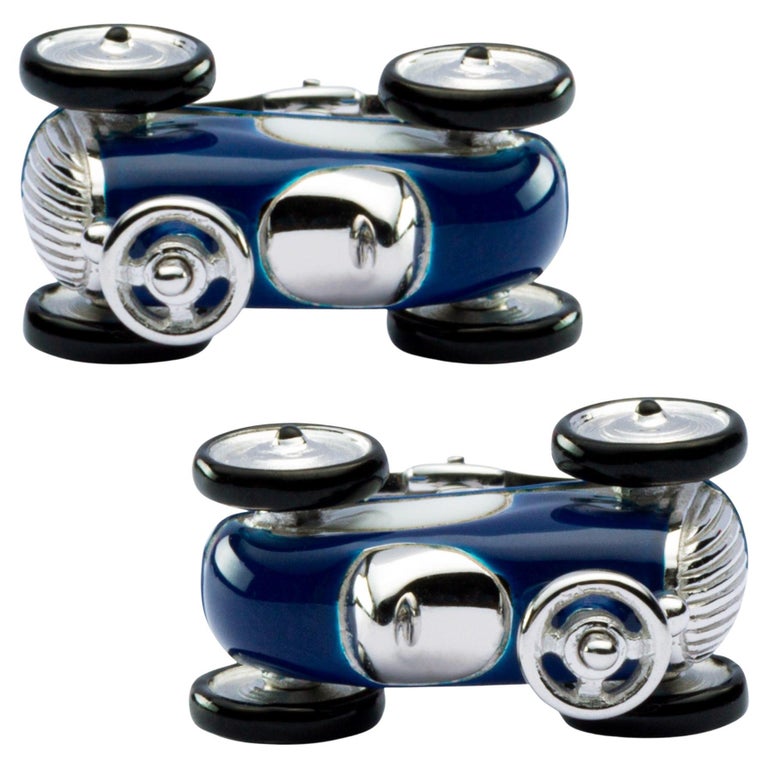 Alex Jona Sterling Silver Blue Enamel Vintage Toy Car Cufflinks For ...
