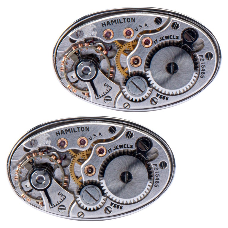 Alex Jona Vintage Hamilton Watch Movement Sterling Silver Cufflinks For ...