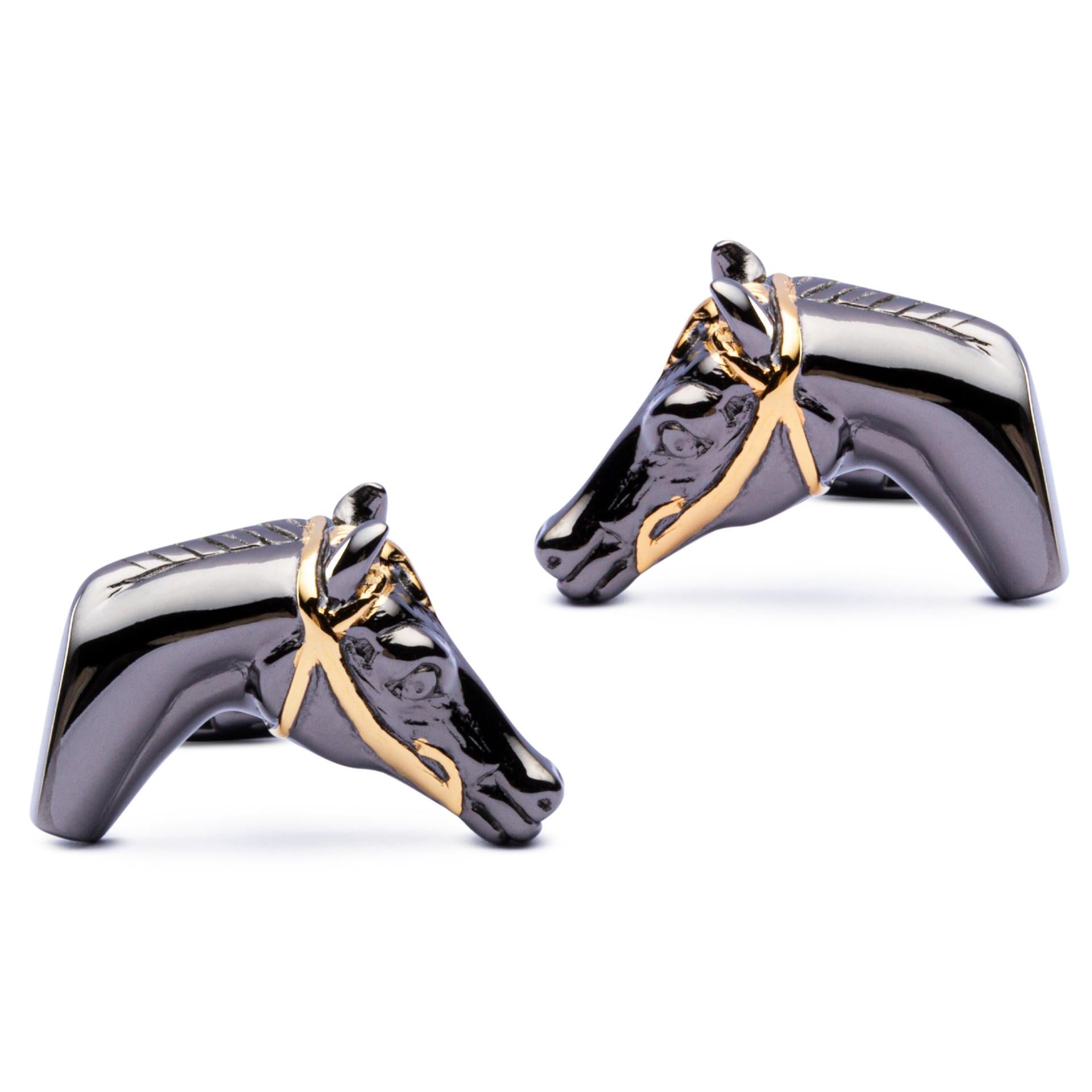 Victorian Sterling Silver Equestrian Cufflinks For Sale at 1stDibs