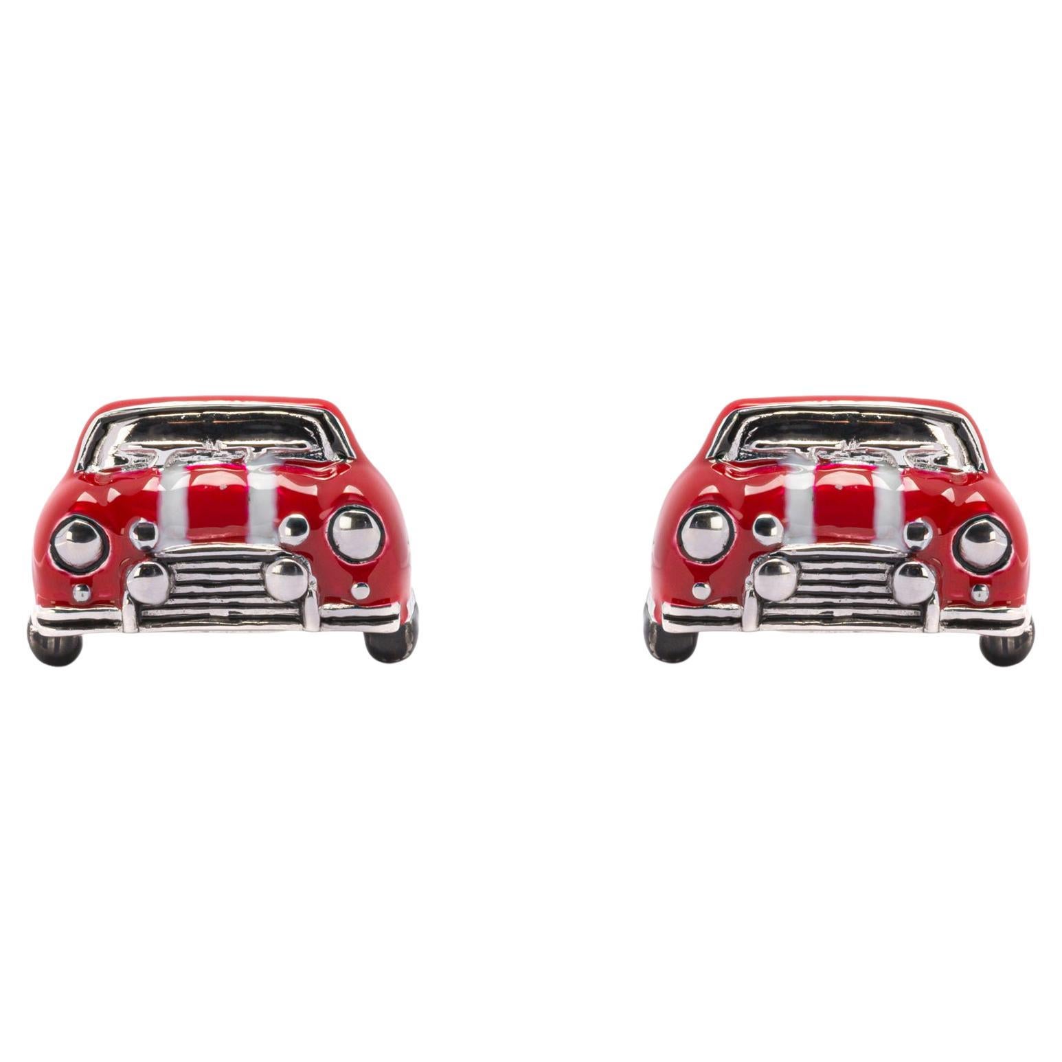 Jona Sterling Silver Red Enamel Classic Convertible Car Cufflinks at ...