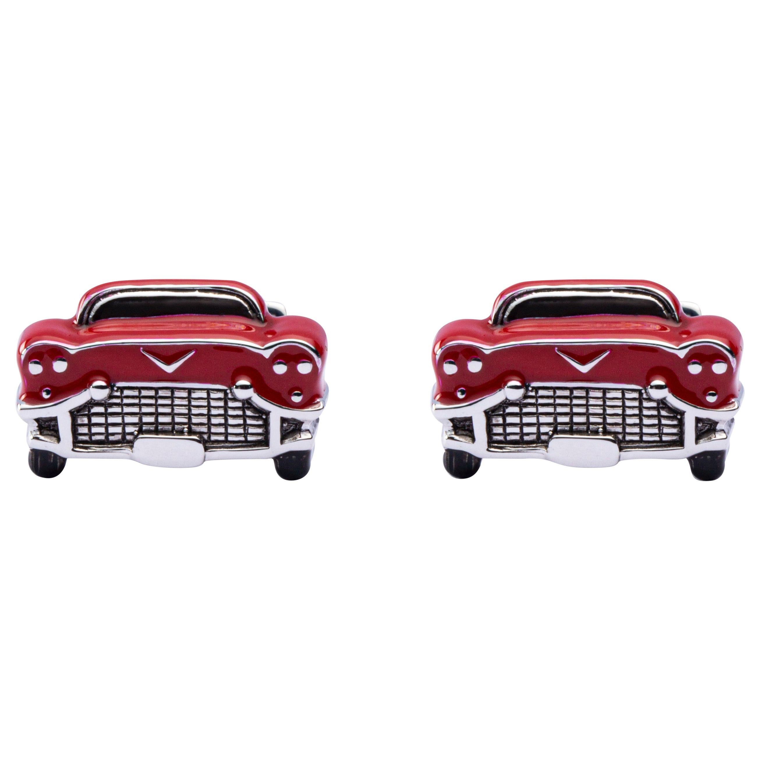 Jona Sterling Silver Red Enamel Classic Convertible Car Cufflinks at ...