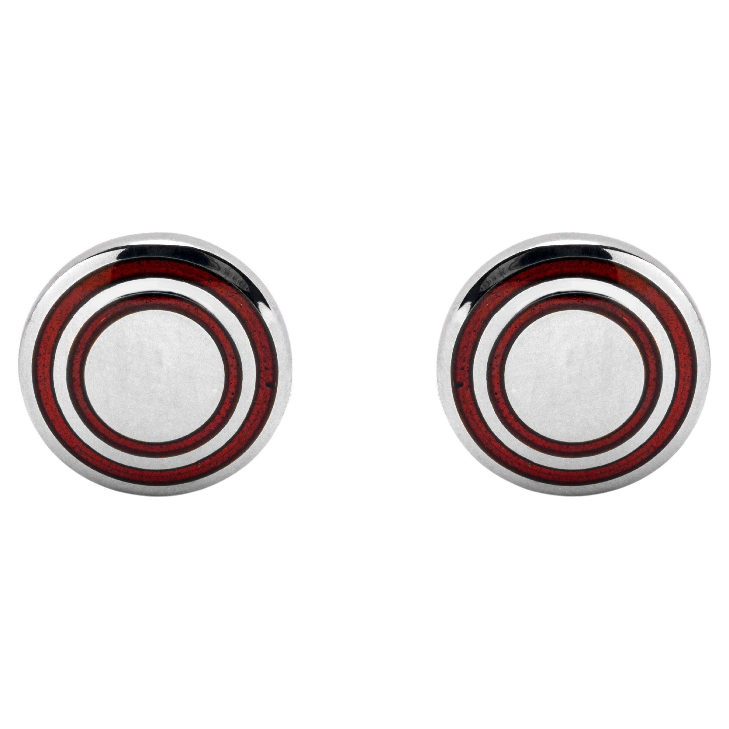 Vermeille Red Enamel Polka Dot Cufflinks For Sale at 1stDibs
