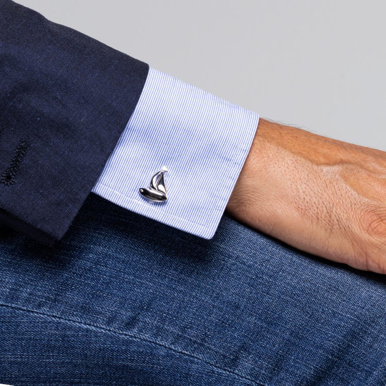 Alex Jona Sterling Silver Sail Boat Cufflinks For Sale at 1stDibs