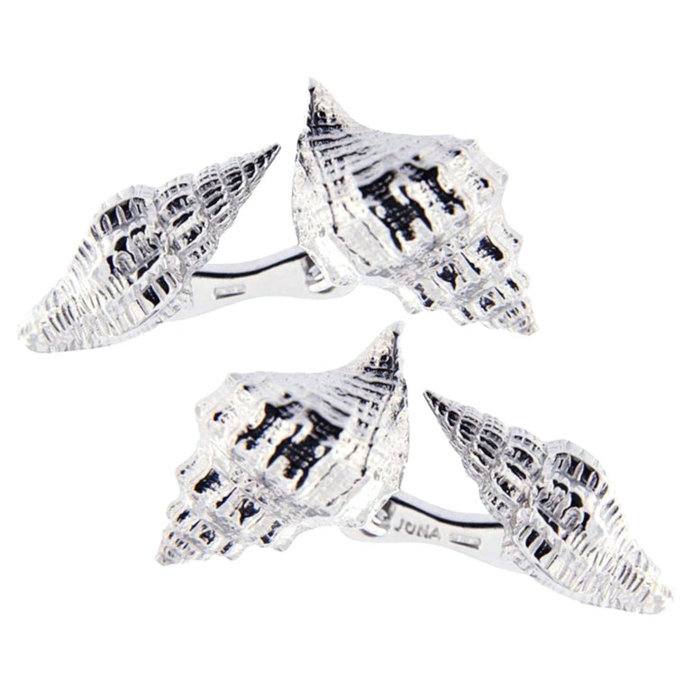 Alex Jona Sterling Silver Sea Shell Cufflinks For Sale at 1stDibs