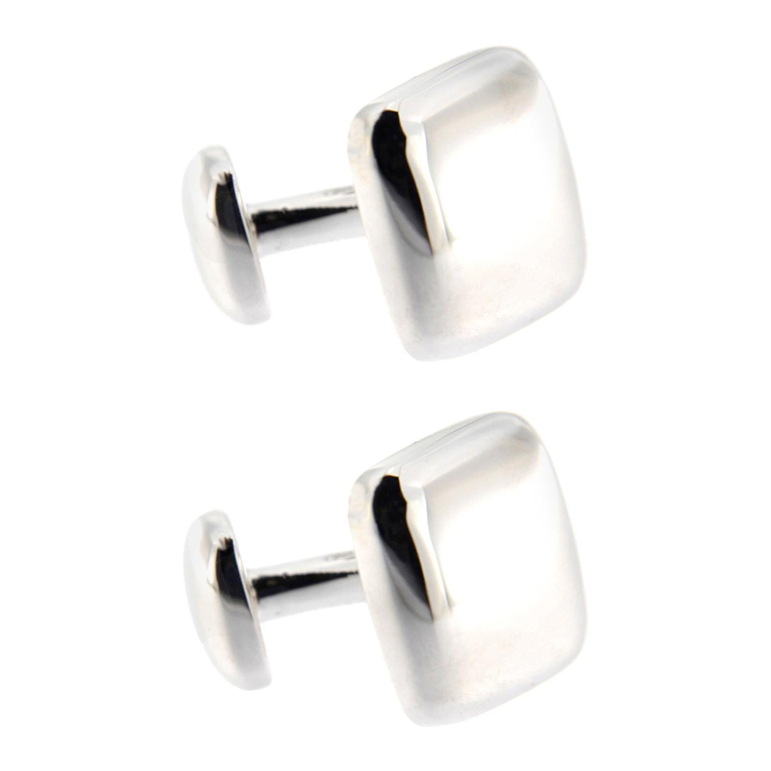 Alex Jona Sterling Silver Plain Oval Engravable Cufflinks For Sale at 1stDibs