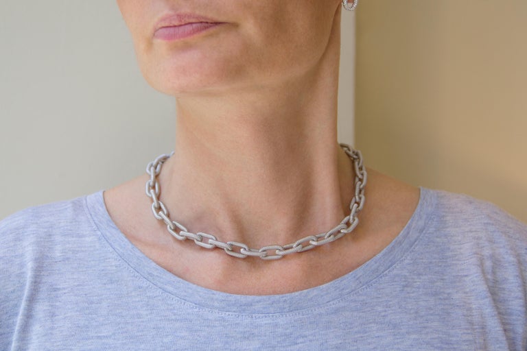 Sterling Silver Twisted Wire Chain Link Necklace at 1stDibs