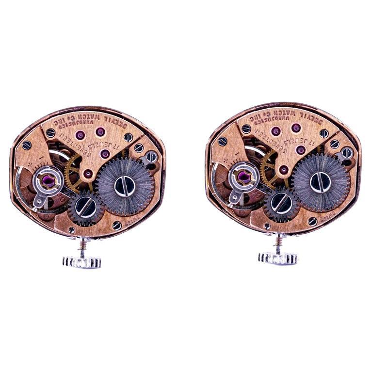 Jona Pair of Silver Watch Movement Cufflinks at 1stDibs