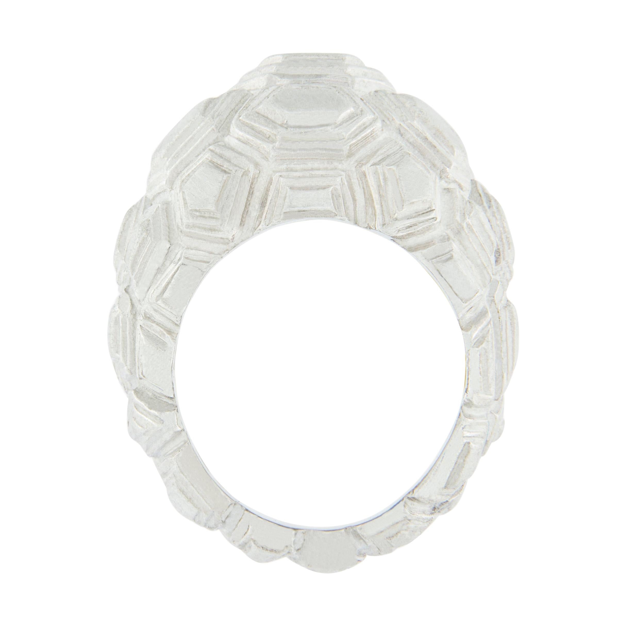 Marina B. Sapphire and 18 Karat White Gold Dome Ring For Sale at 1stDibs