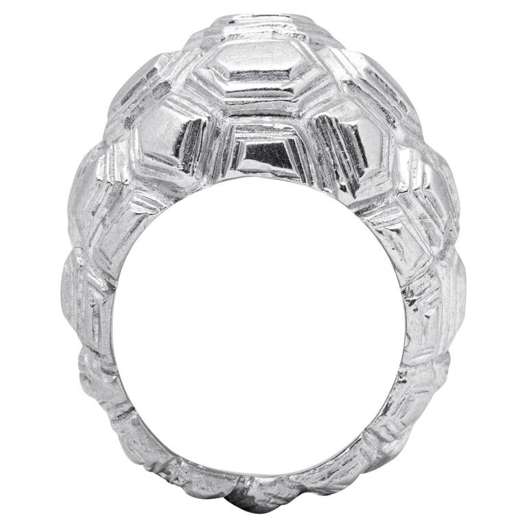 Alex Jona Testudo 18 Karat White Gold Dome Ring For Sale at 1stDibs