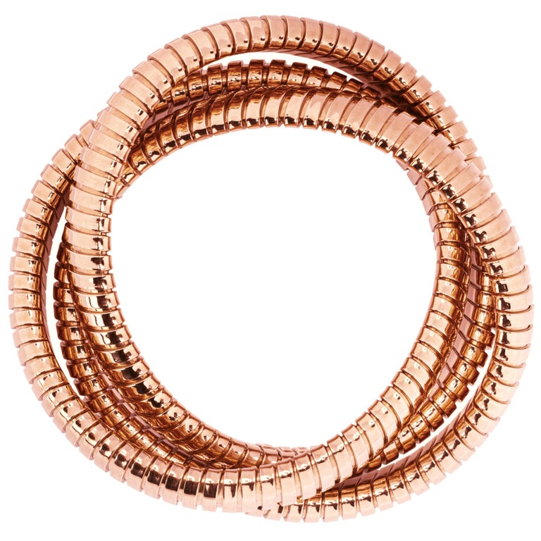 Alex Jona Tubogas Three-Strand Rolling Bangle Bracelet in 18 Karat Rose ...
