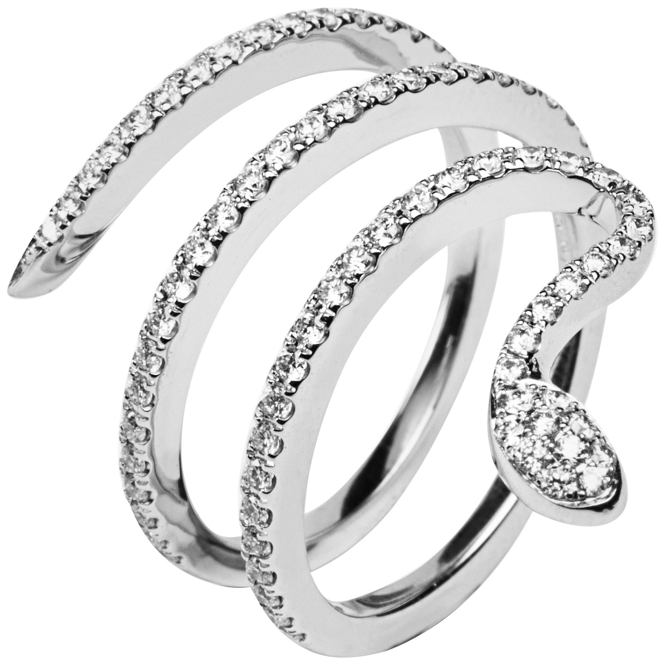 Diamond Gold Coil Ring For Sale at 1stDibs