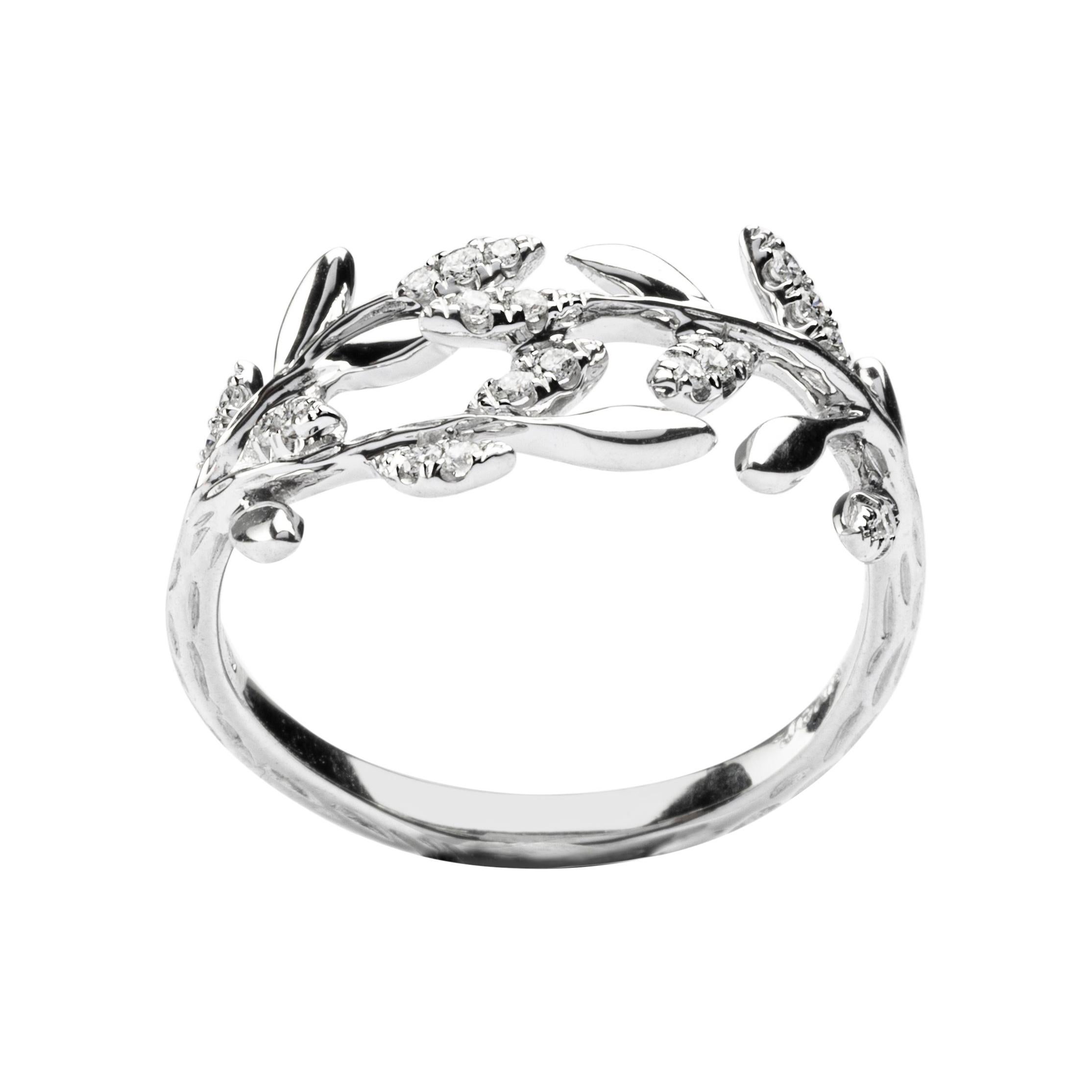 Alex Jona White Diamond 18 Karat Rose Gold Foliage Ring For Sale at 1stDibs