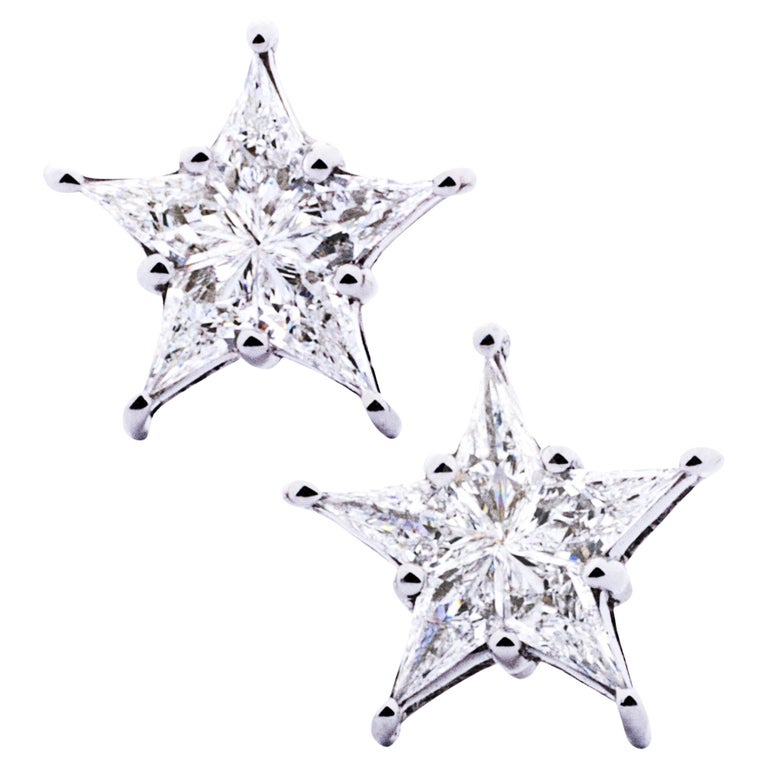 Alex Jona White Diamond 18 Karat White Gold Star Earrings For Sale at ...