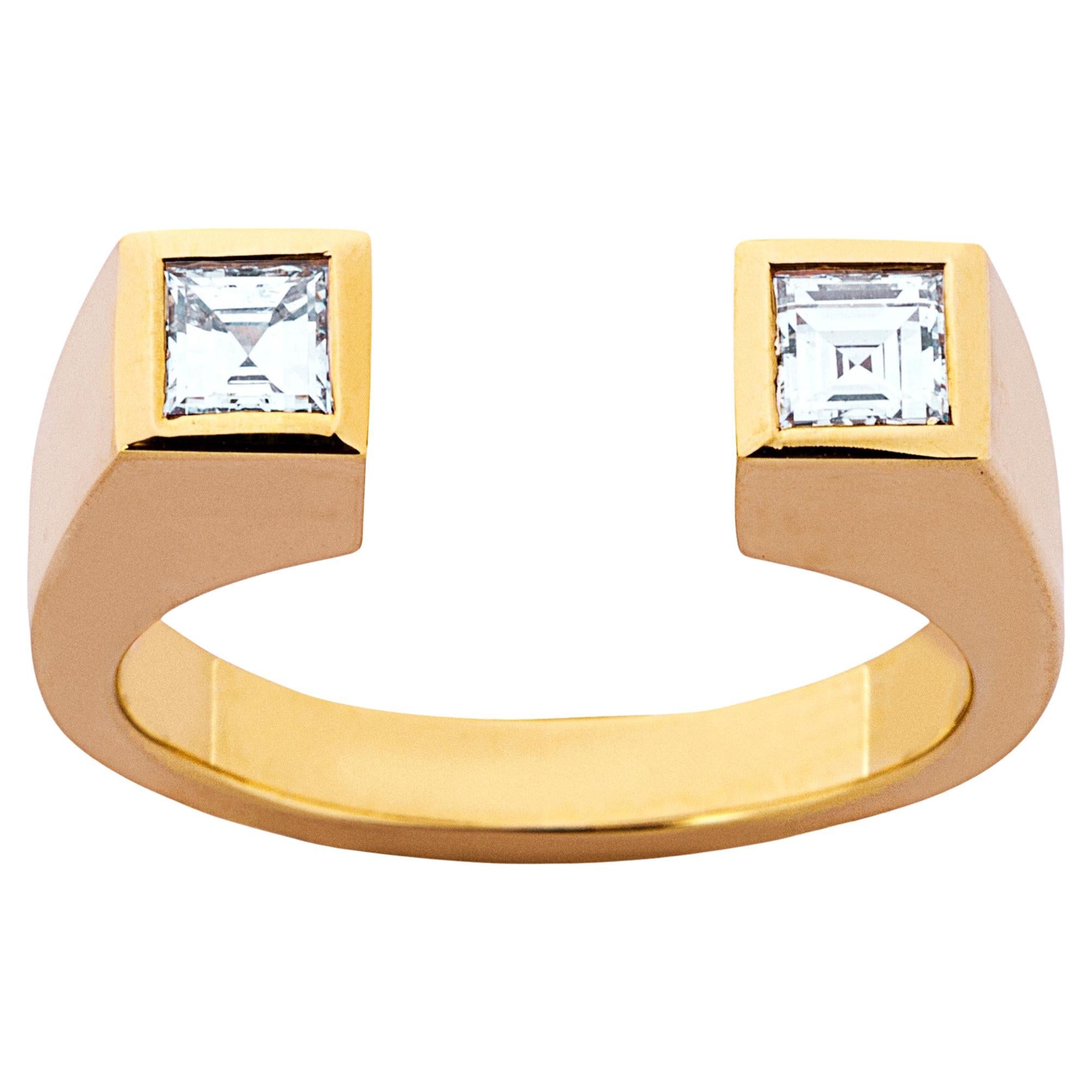 Alex Jona White Diamonds 18 Karat Yellow Gold Ring Band For Sale at 1stDibs