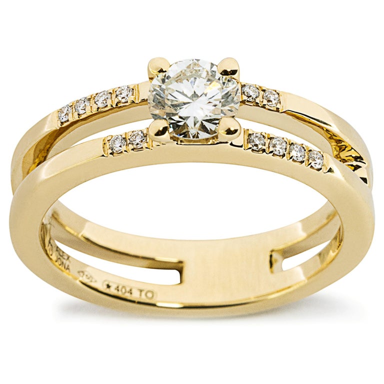 Alex Jona White Diamond 18 Karat Yellow Gold Open Solitaire Band Ring ...