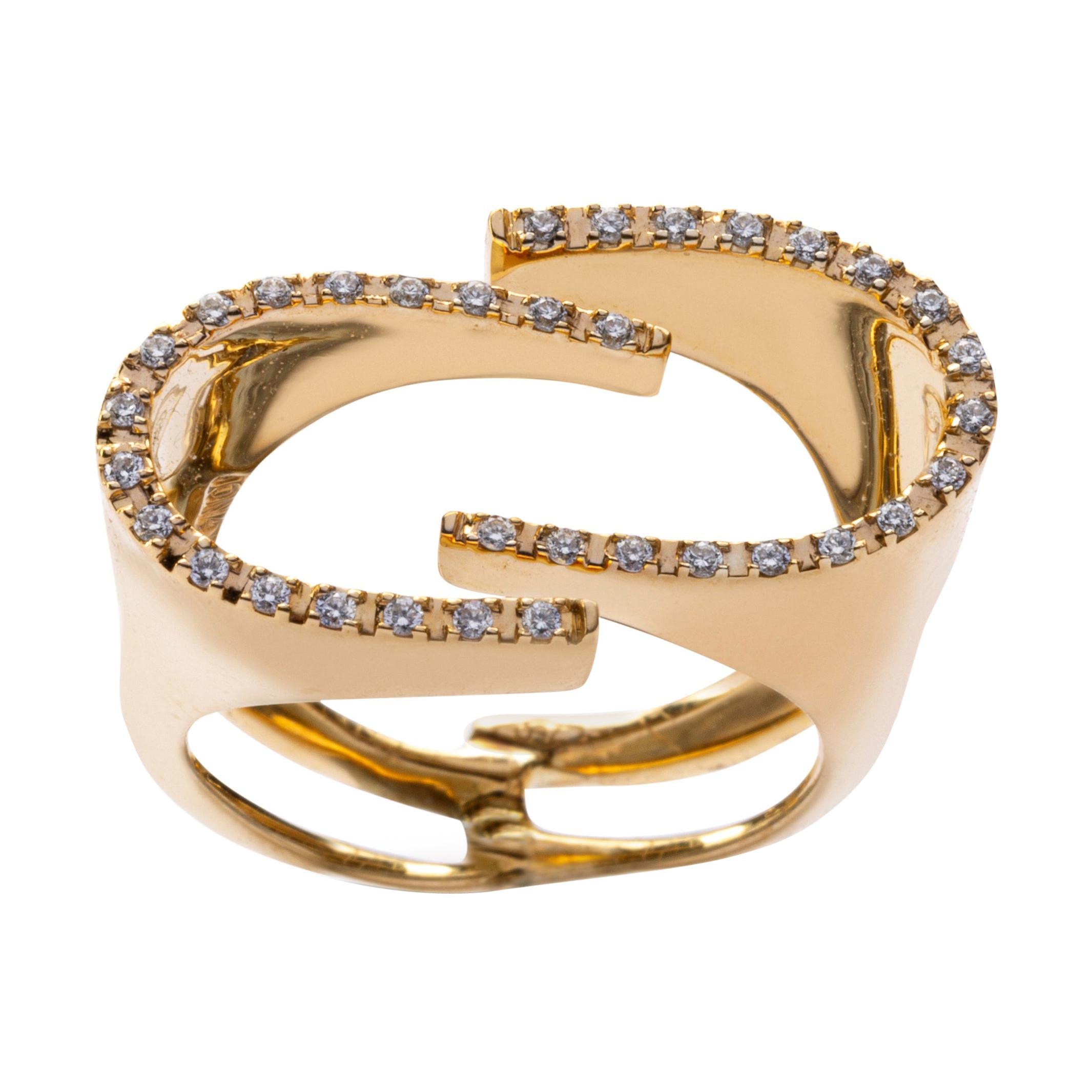 Alex Jona White Diamond 18 Karat Rose Gold Foliage Ring For Sale at ...