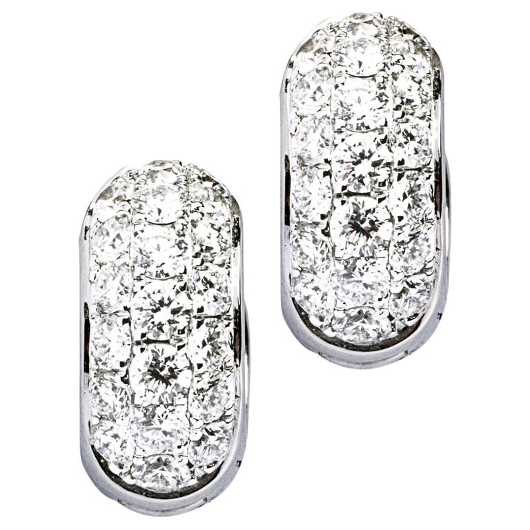 Alex Jona White Diamond White Gold Small Hoop Earrings For Sale at 1stDibs