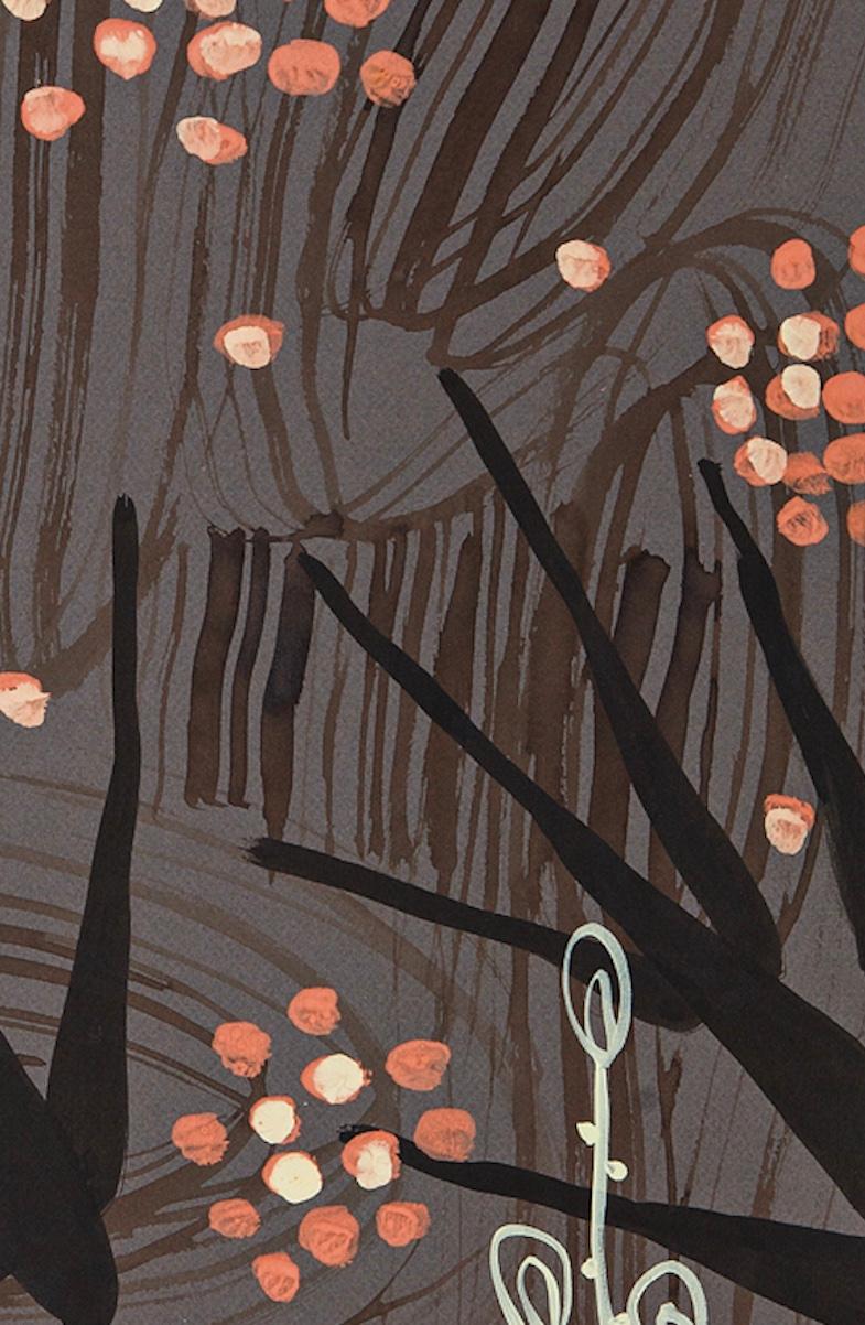 Alex K. Mason - Abstract Nature Painting on Paper, Ink, Gouache, Brown ...